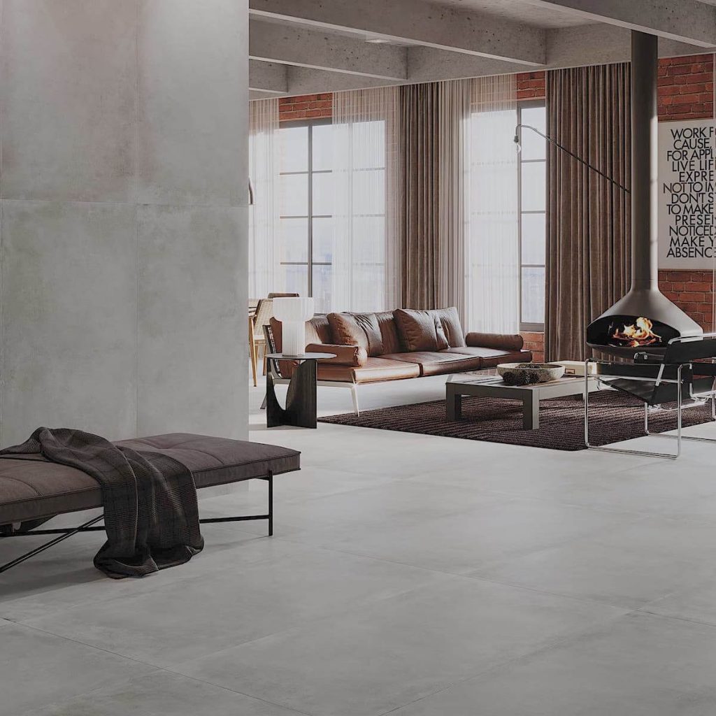 Concrete Effect Tile Flooring - | Shortcut to Modern Interiors