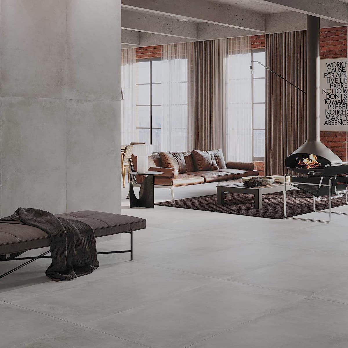 Concrete Effect Tile Flooring - | Shortcut to Modern Interiors